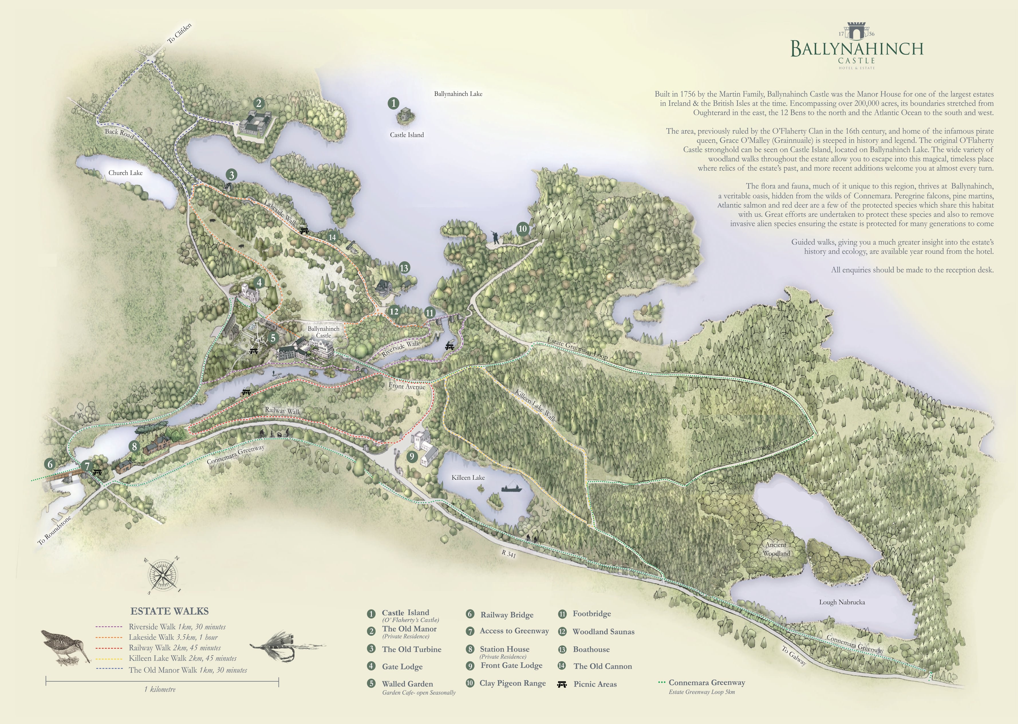 Connemara Walking and Hiking Map | Ballynahinch Greenway Map